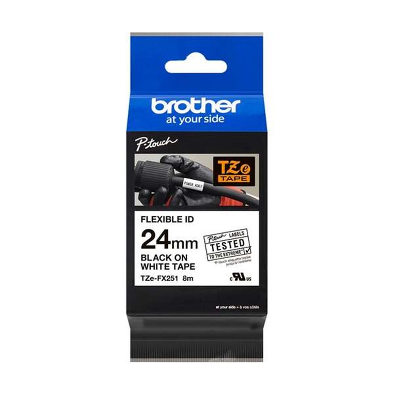 Etiquetas laminadas flexível original Brother TZeFX251 - Texto preto em ...